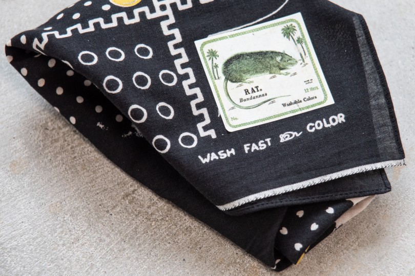Kapital Fastcolor Selvedge Bandana Black Mirrored Fuji Smile - Made in ...