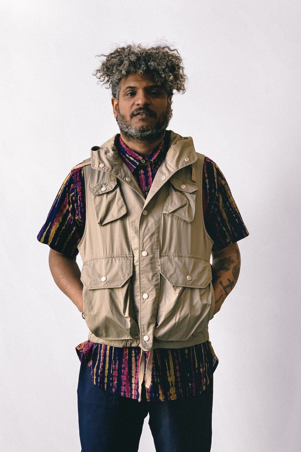 Engineered Garments Popover BD Shirt Navy Cotton Lawn Batik - Made in ...