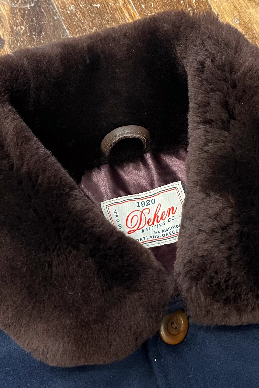 Dehen 1920 Winston Jacket Dark Navy Wool + Brown Mouton - Made in USA ...